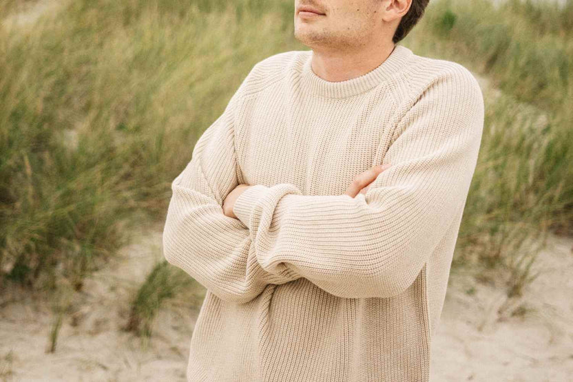 Nachhaltiger Strickpullover in Beige aus Bio-Baumwolle | SALZWASSER